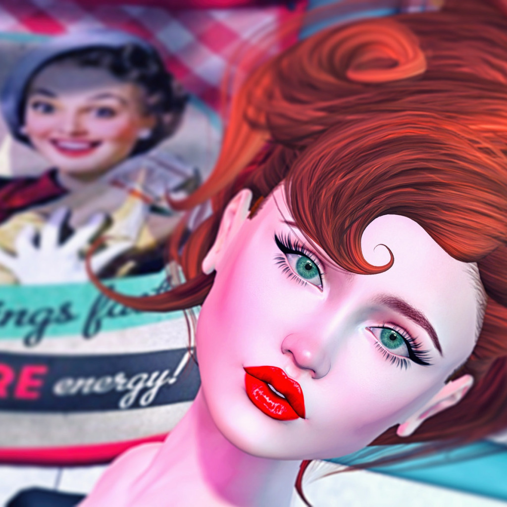 Download wallpaper girl, face, background, lipstick, section rendering ...