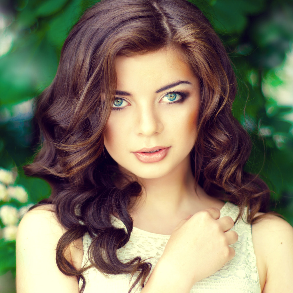 Download Wallpaper Greens Summer Girl Nature Face Makeup Brown