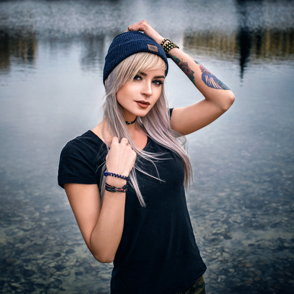 Download wallpaper look, tattoo, sponge, cap, curls, Taisya Turovskaya ...