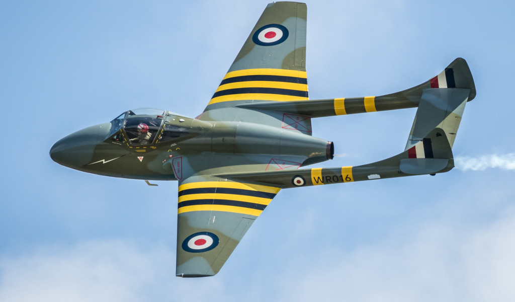 Download wallpaper fighter, jet, Vampire, De Havilland, DH.100, section aviation in resolution ...