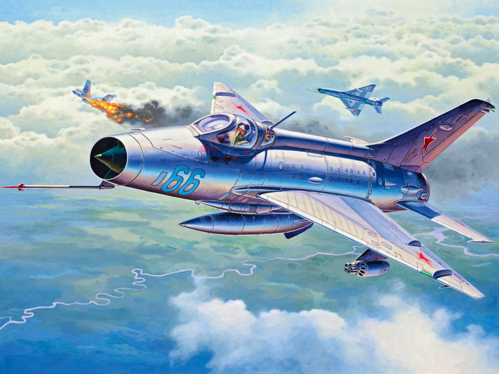 Download wallpaper war, art, airplane, painting, aviation, jet, MIG-21F-13, section aviation in ...