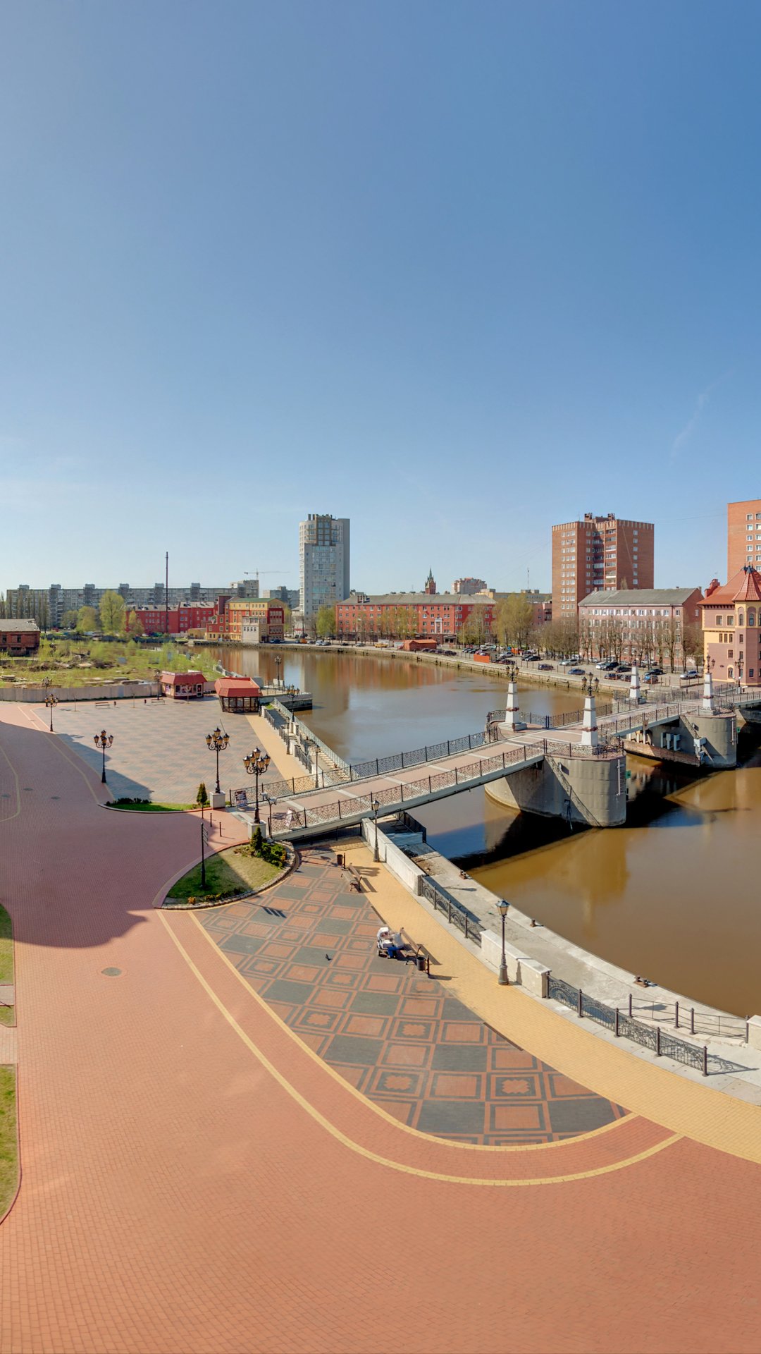 Download wallpaper bridge, river, building, Russia, Kaliningrad ...