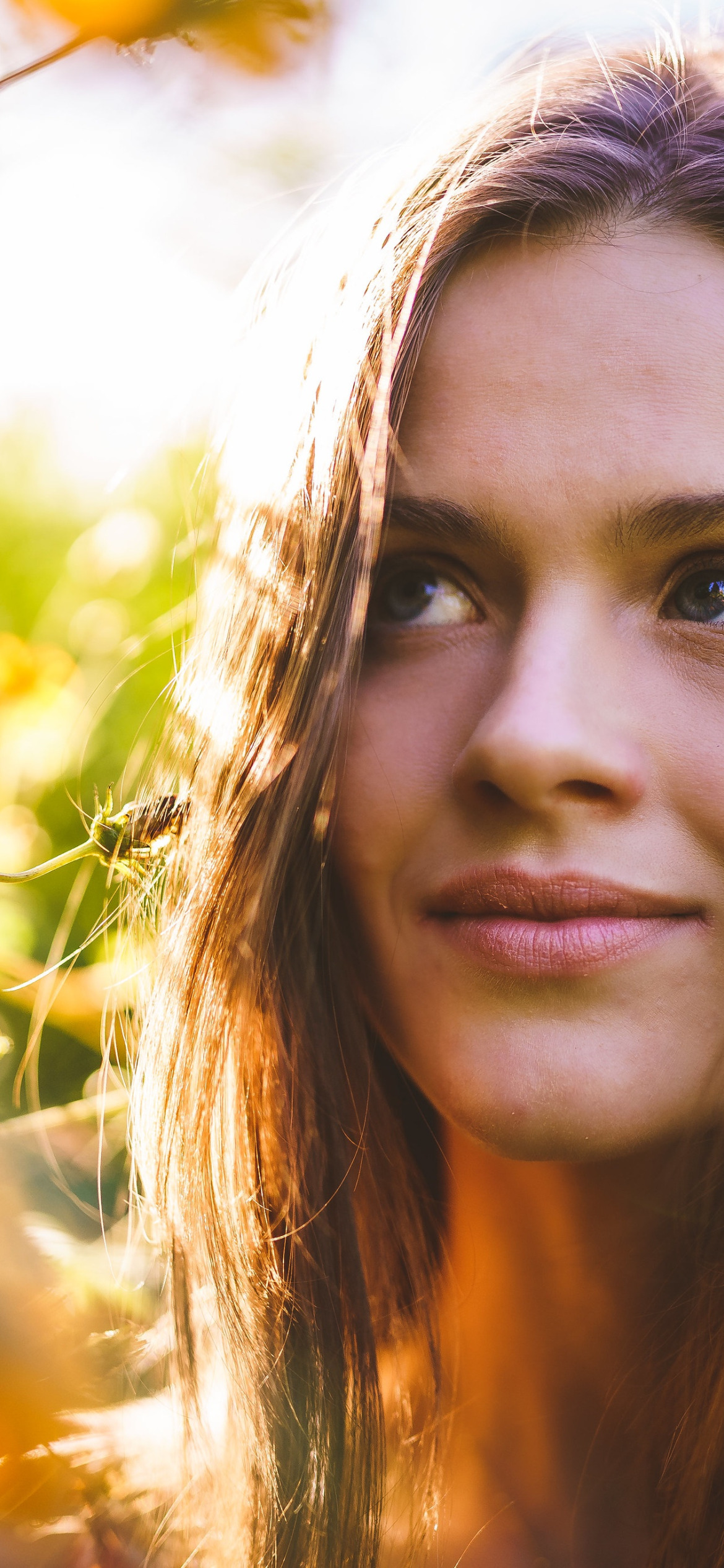 Download Wallpaper Girl Grass Green Beauty Eyes Sight Section