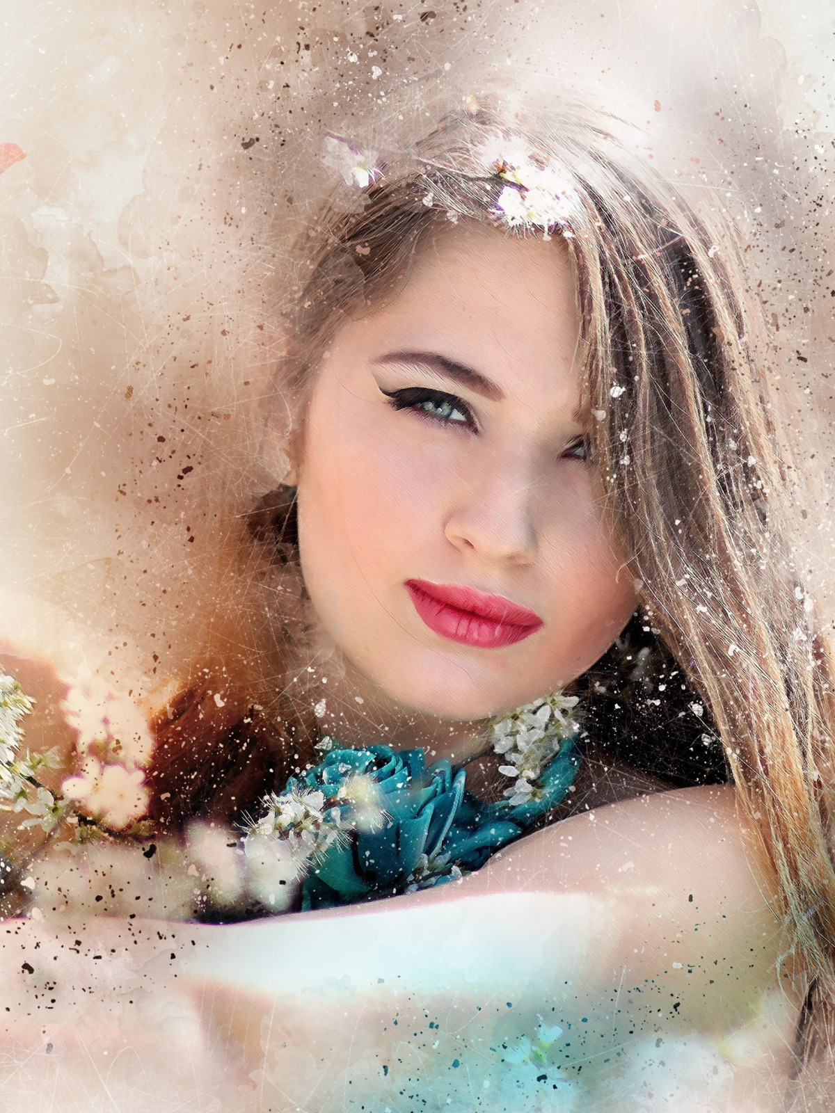 Download Wallpaper Girl Flowers Background Section Rendering In