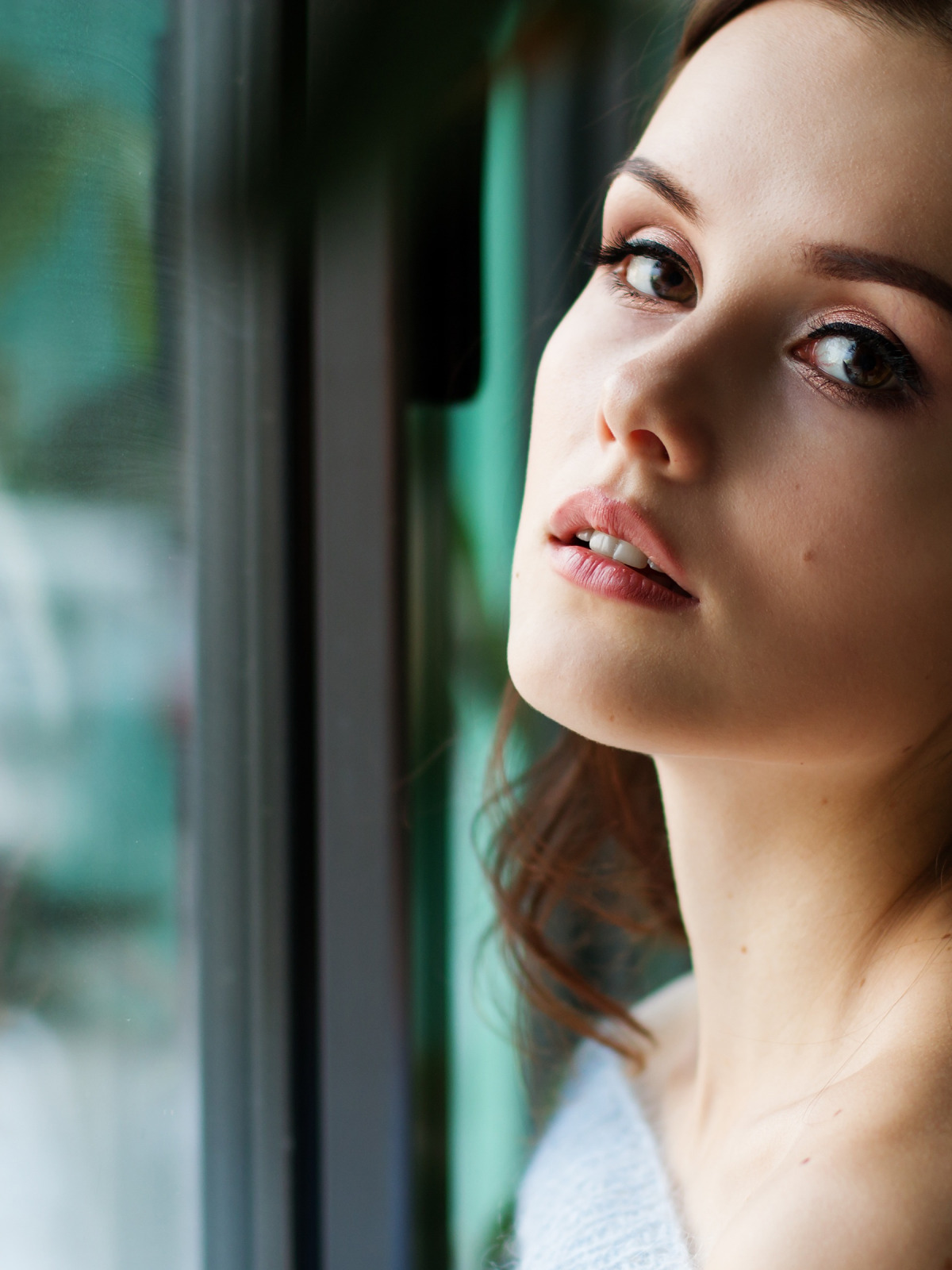 Download Wallpaper Eyes Look Girl Close Up Face Reflection