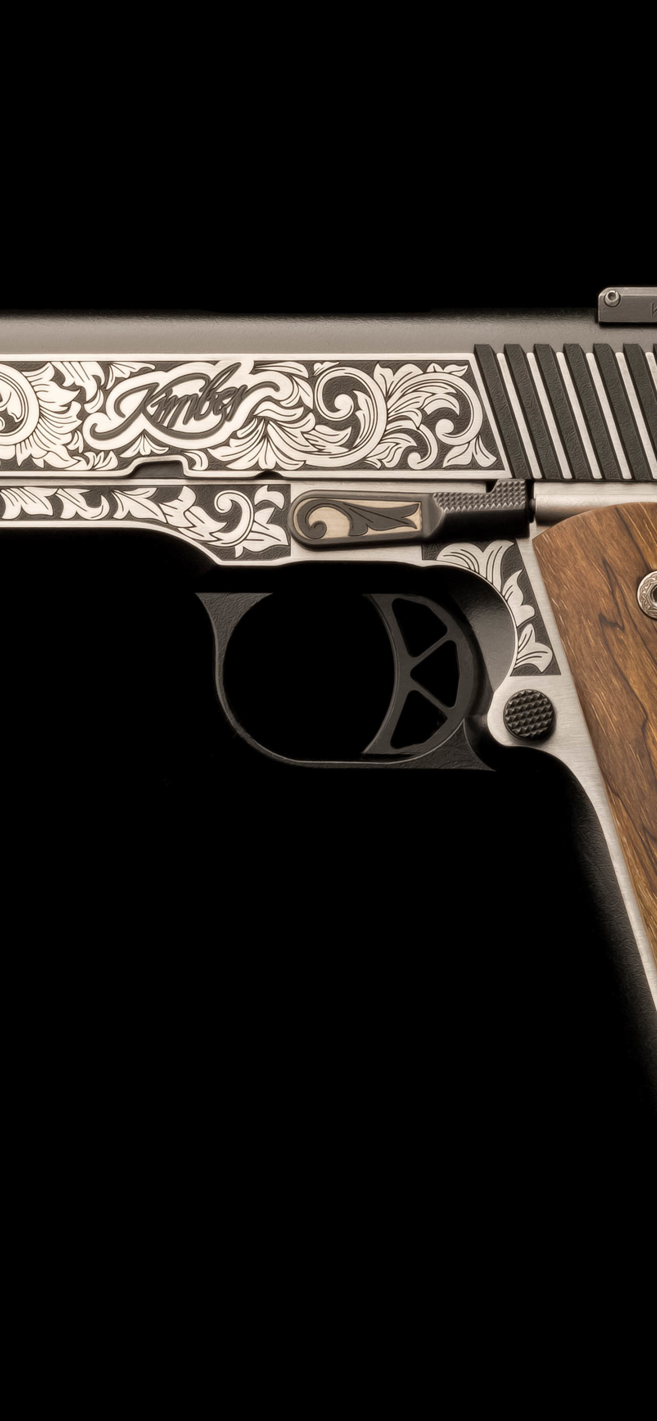 Download wallpaper gun, weapons, patterns, Custom, Kimber, section weapon in resolution 1284x2778