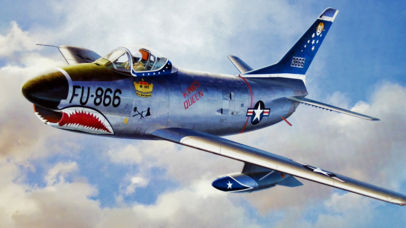 Download wallpaper art, airplane, painting, aviation, jet, F-86D sabre ...