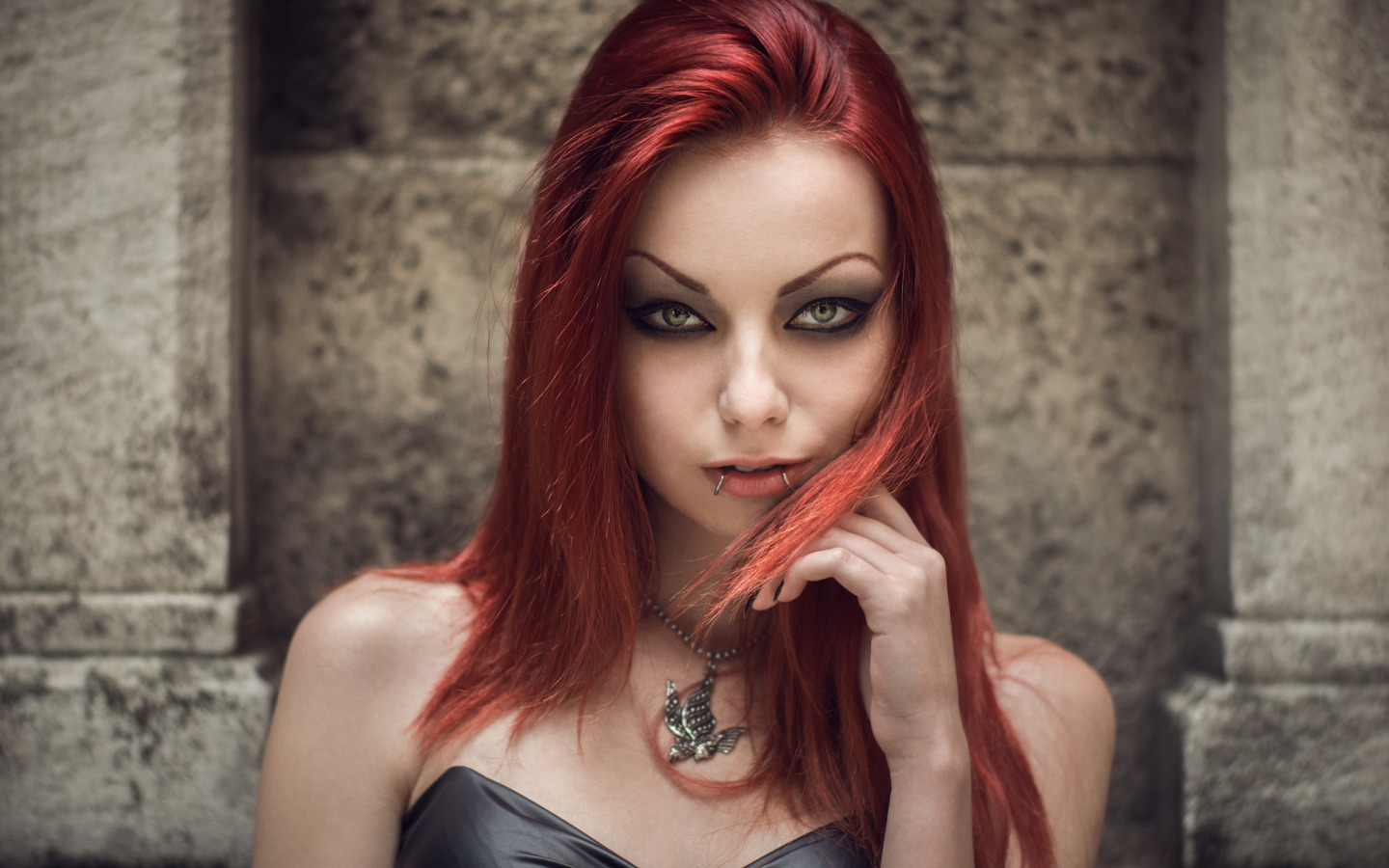 Download wallpaper Gothic, Piercing, RedHead, Darya Goncharova, Bobby Kostadinov, section girls ...