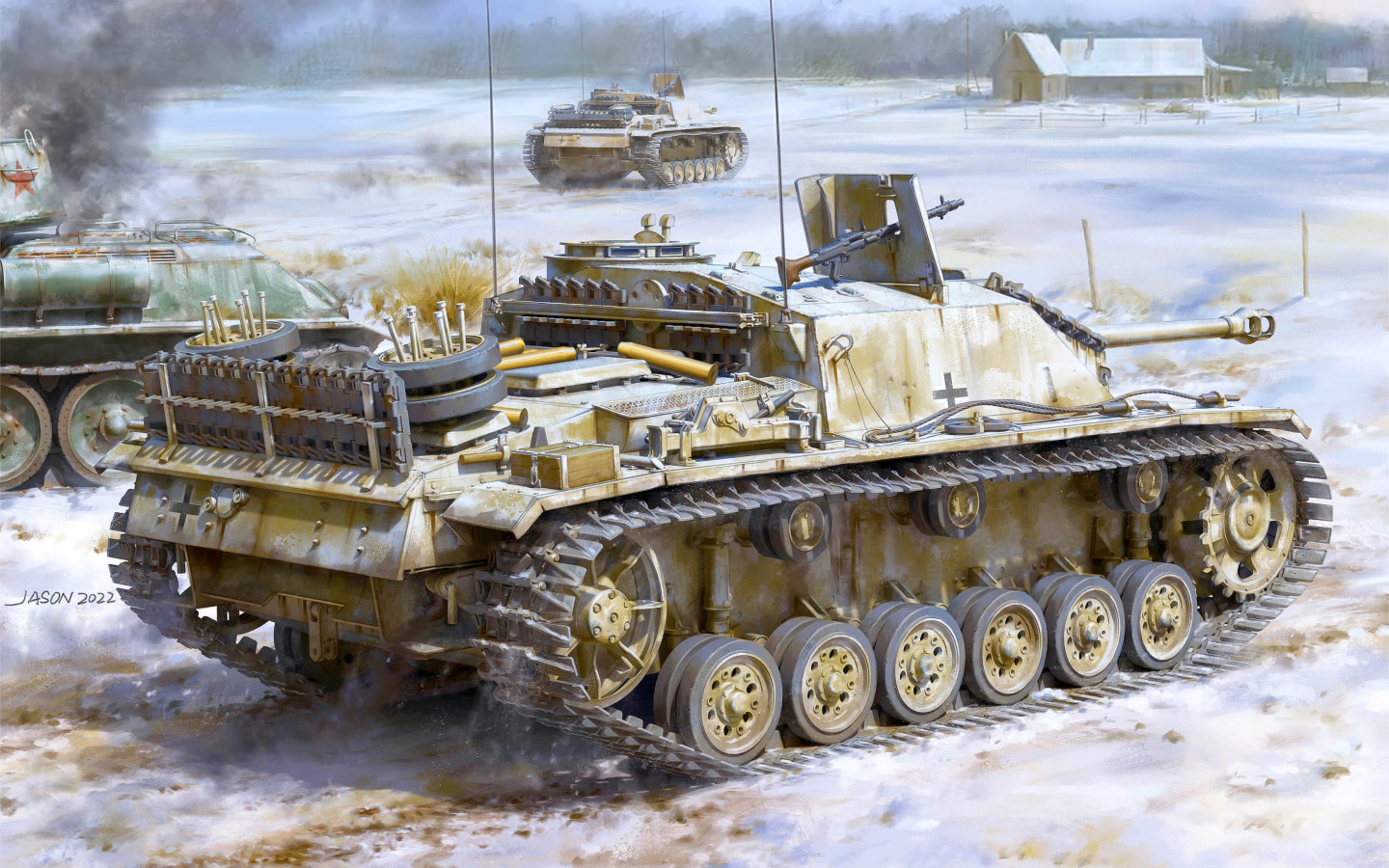 Download wallpaper Germany, StuG III, Armor, StuG III Ausf. G, section weapon in resolution 1440x900