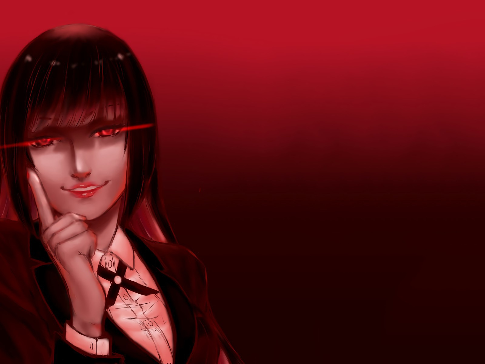 Download wallpaper red, girl, anime, red eyes, face, japanese, oriental ...
