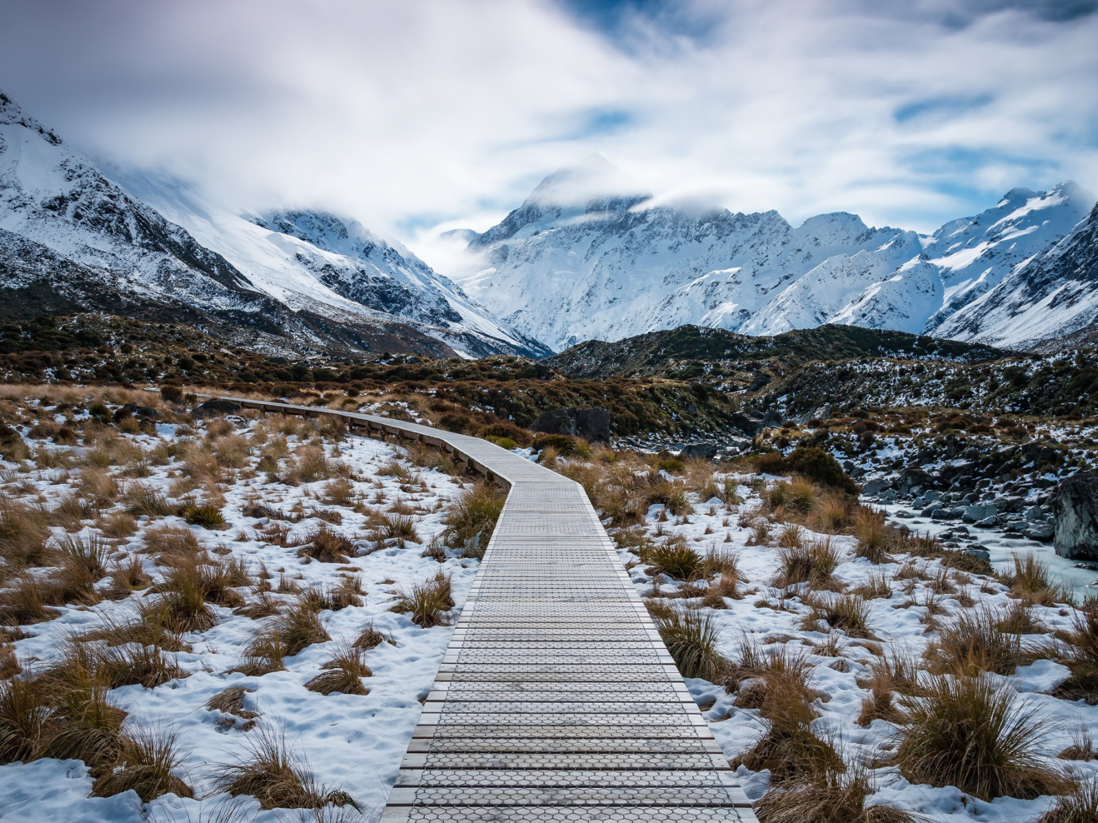 Download wallpaper New Zealand, Mount Cook, Path to Aoraki, Aoraki ...