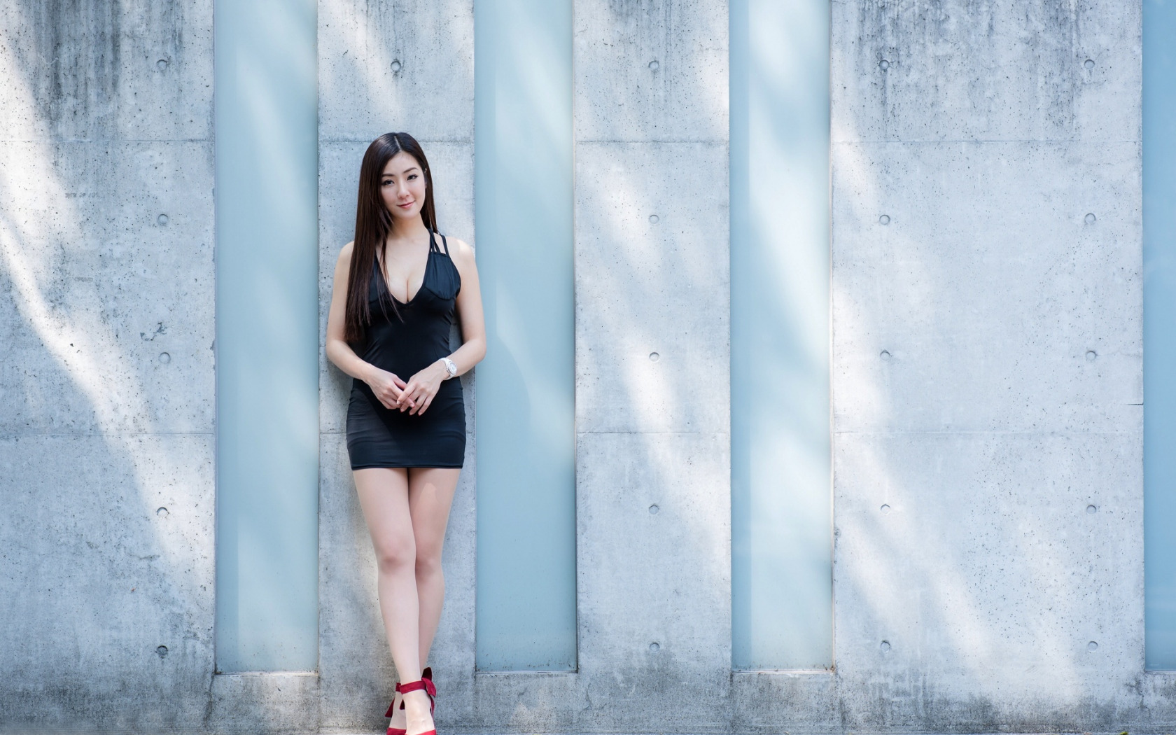 Download Wallpaper Asian Long Hair Model Women Dark Hair Section