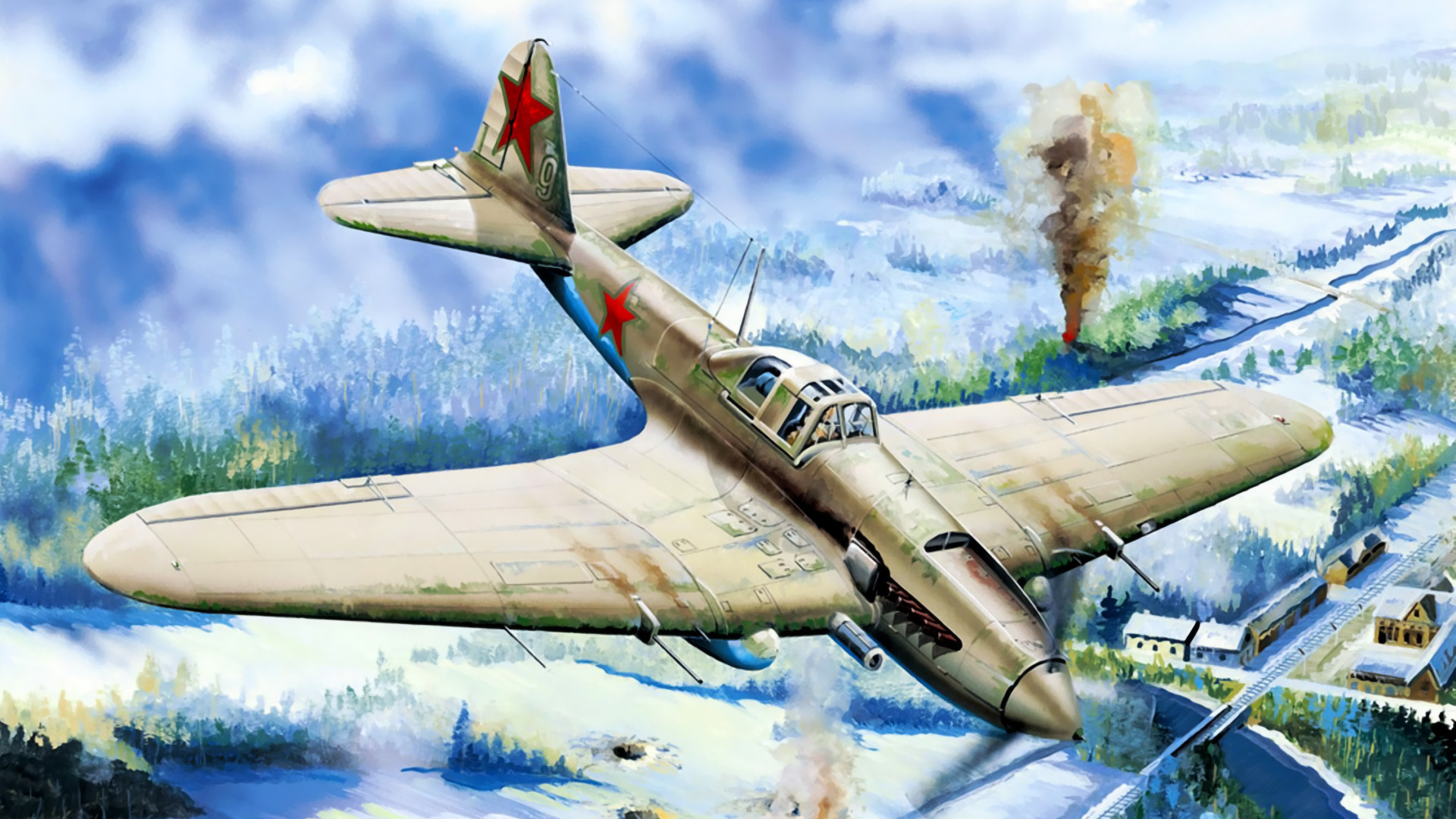 Download wallpaper aircraft, war, art, airplane, painting, ww2 ...
