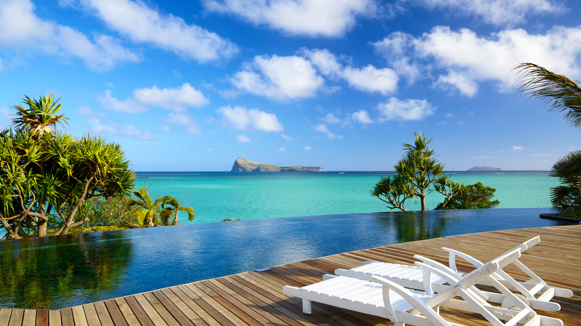 Download wallpaper sea, beach, tropics, palm trees, stay, relax ...