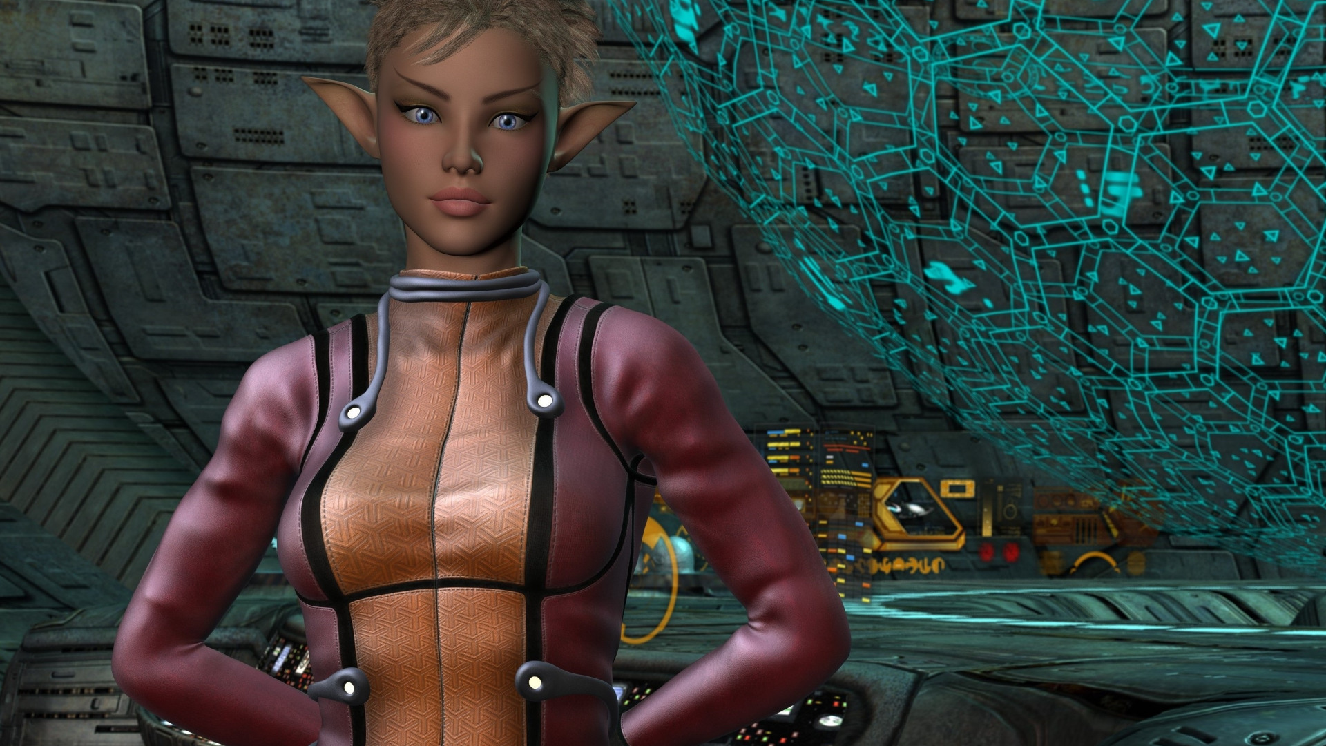 Download wallpaper girl, fantasy, fiction, elf, section rendering in resolution 1920x1080