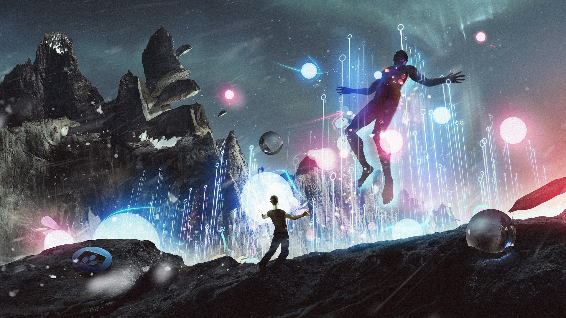 Download wallpaper light, lights, future, people, balls, flight ...