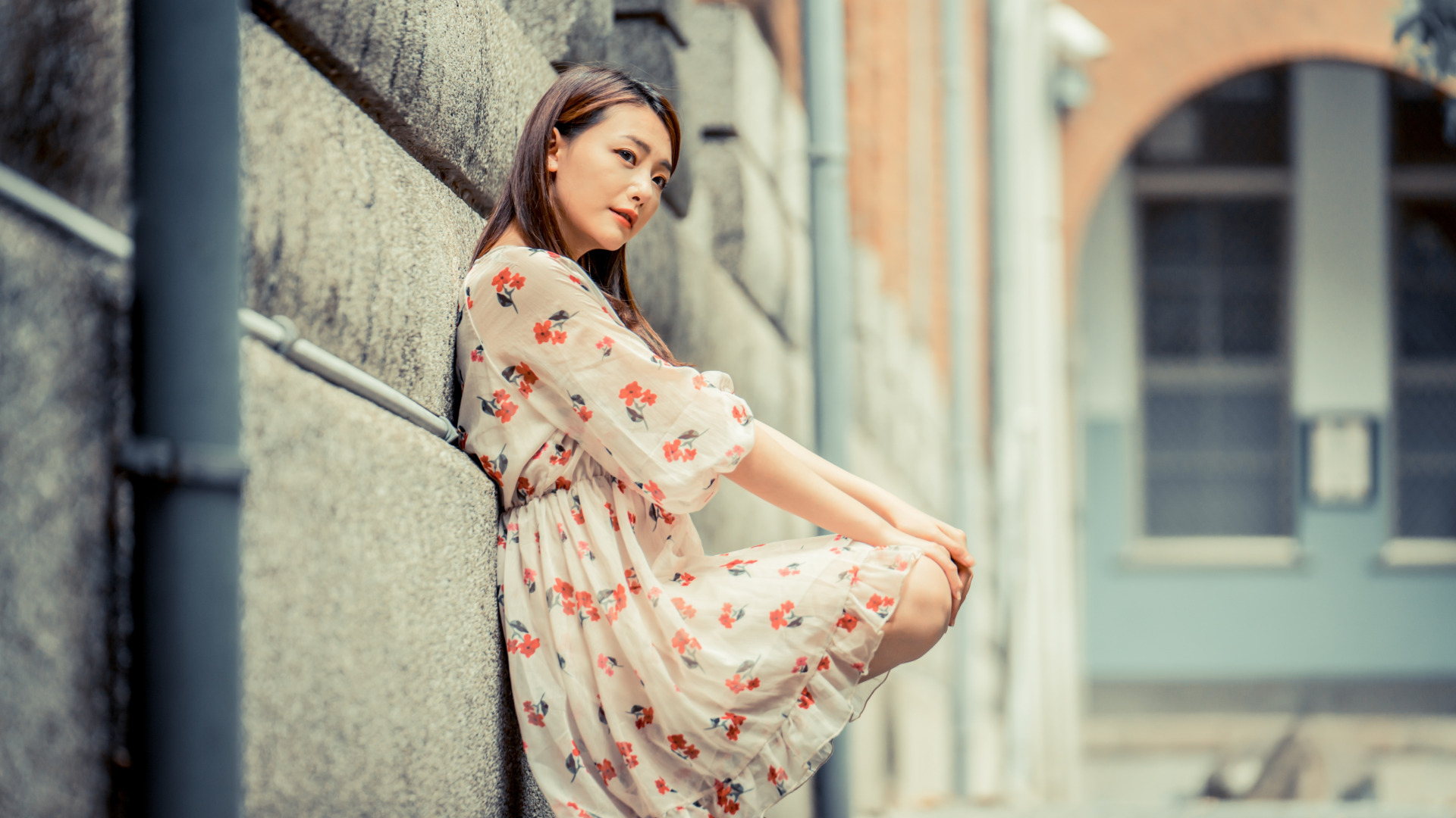 Download wallpaper girl, dress, Asian, bokeh, section girls in resolution 1920x1080