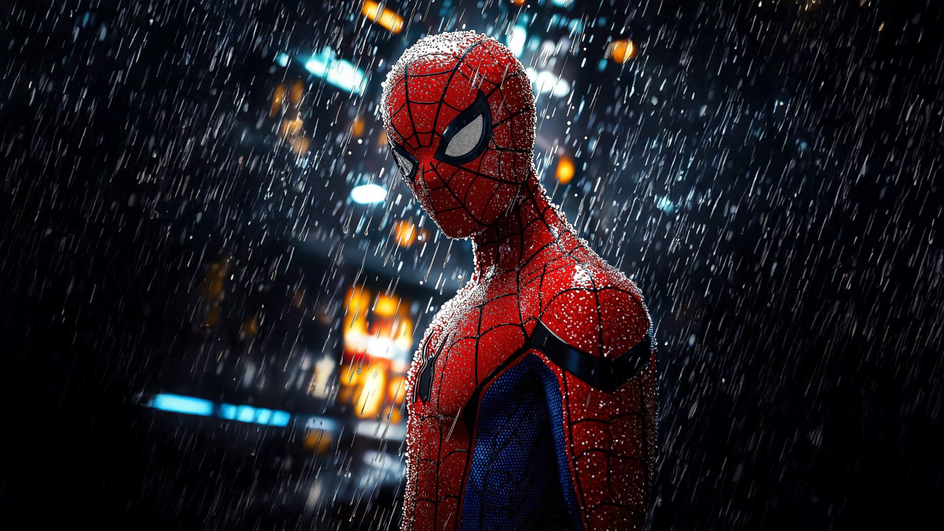 Download wallpaper night, the city, rain, Marvel, spider-man, Marvel ...