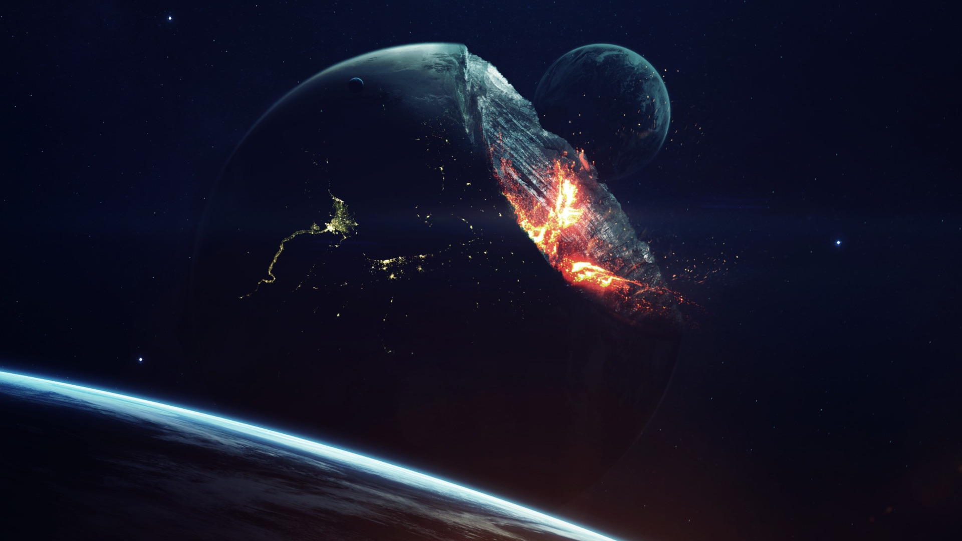 Download wallpaper space, stars, the explosion, fragments, lights ...