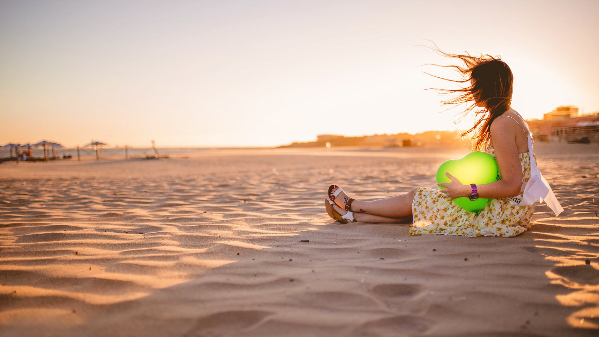 Download wallpaper sand, beach, girl, the wind, heart, section mood in ...
