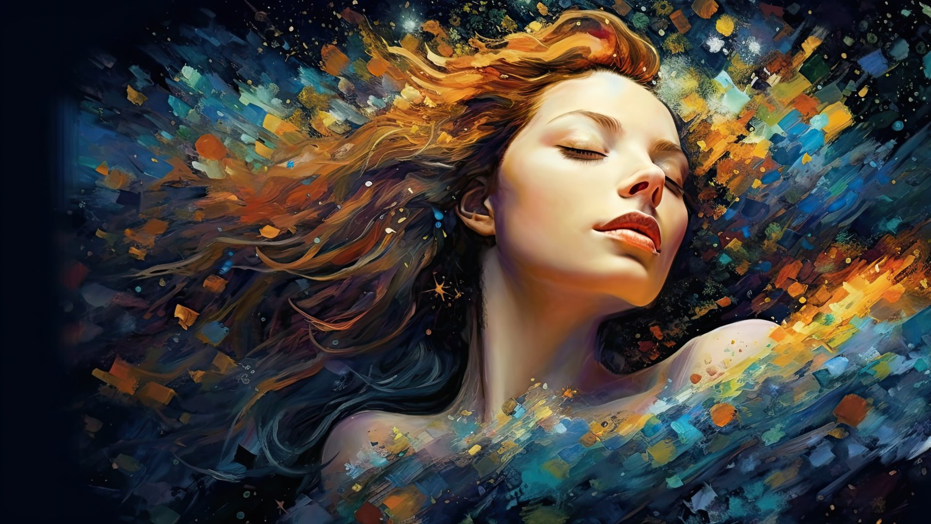 Download wallpaper girl, face, image, digital painting, digital art, AI ...