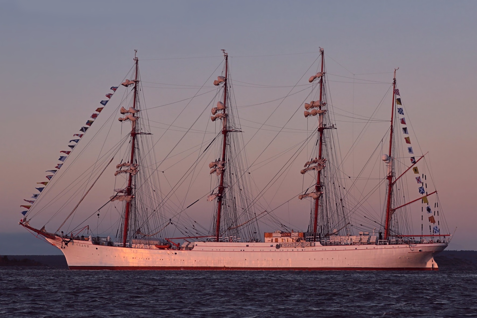 Download wallpaper sailboat, the evening, RAID, Sedov, section ...