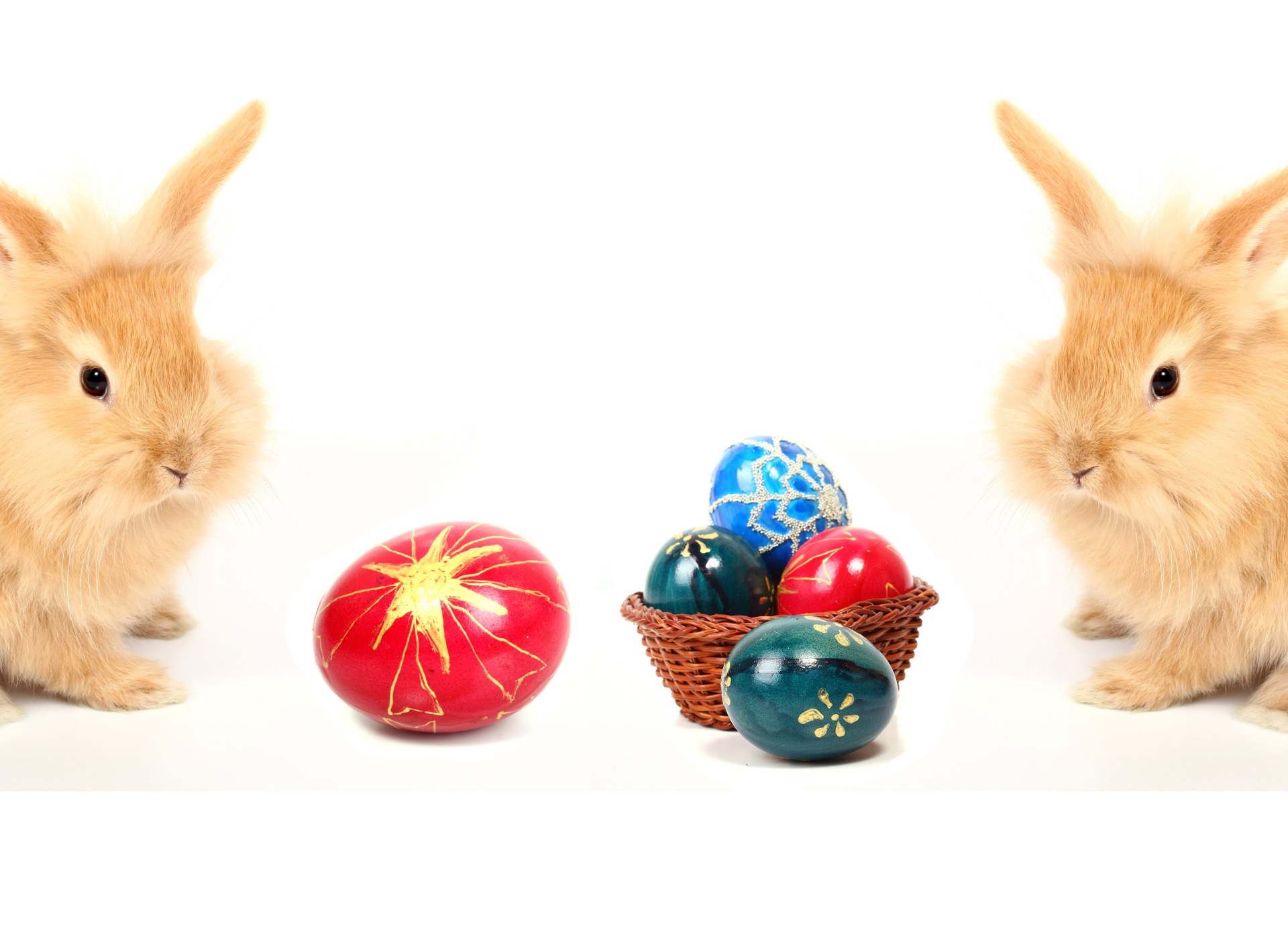 Download wallpaper egg, Easter, pair, rabbits, easter, section holidays ...