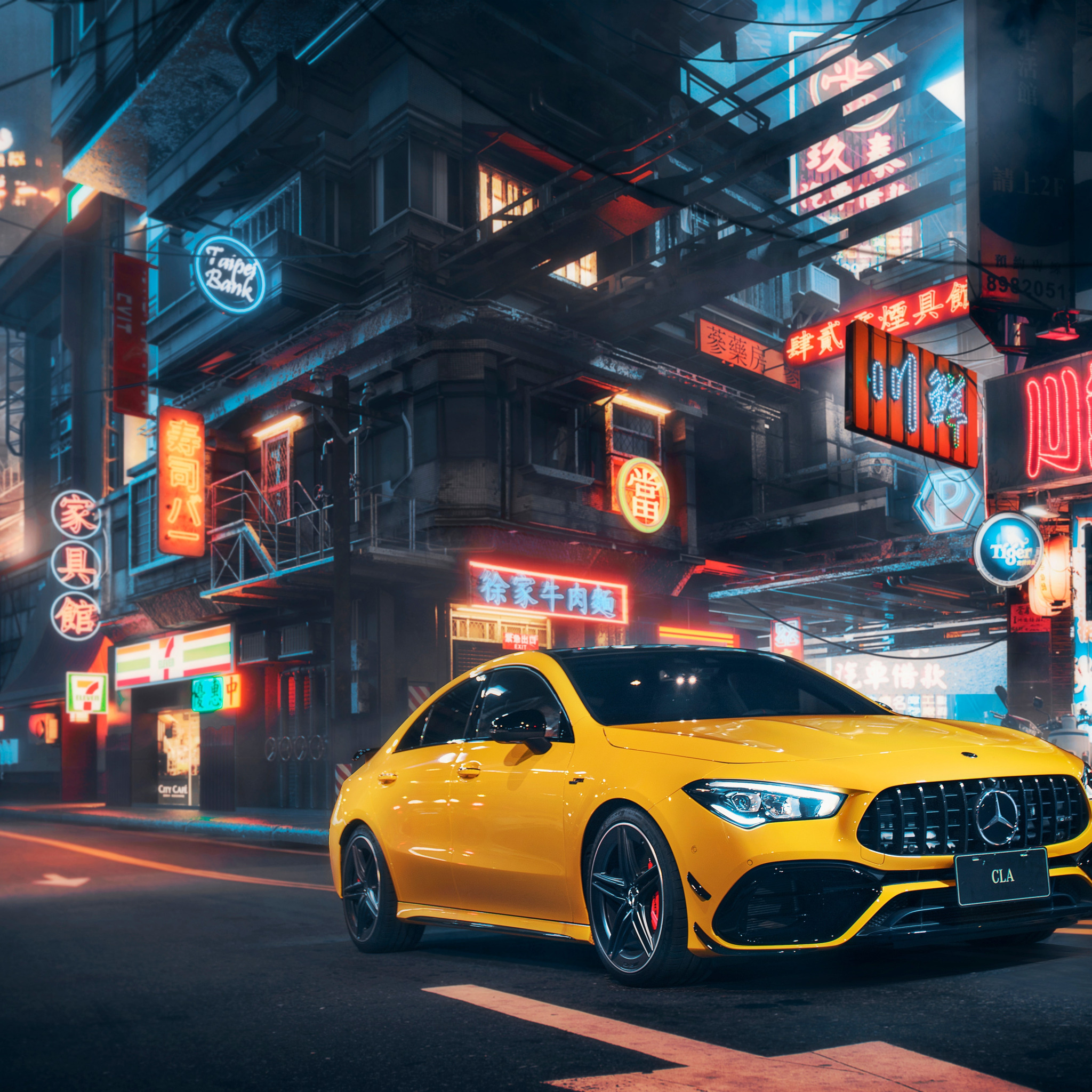Download wallpaper car, Mercedes-Benz, Mercedes, AMG, yellow, CLA-class ...