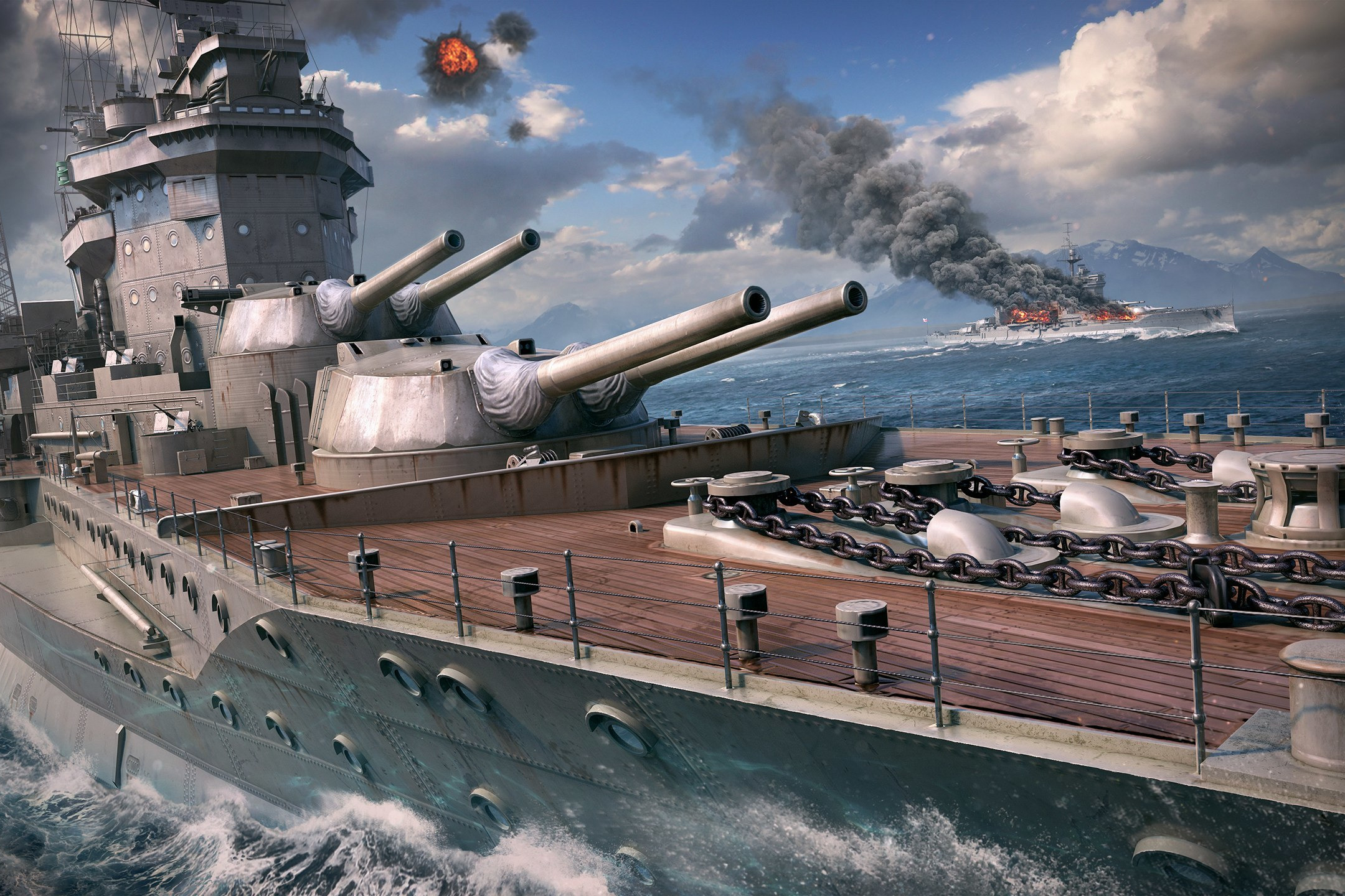 Download wallpaper Battleship, Wargaming Net, WoWS, World of Warships, The World Of Ships ...
