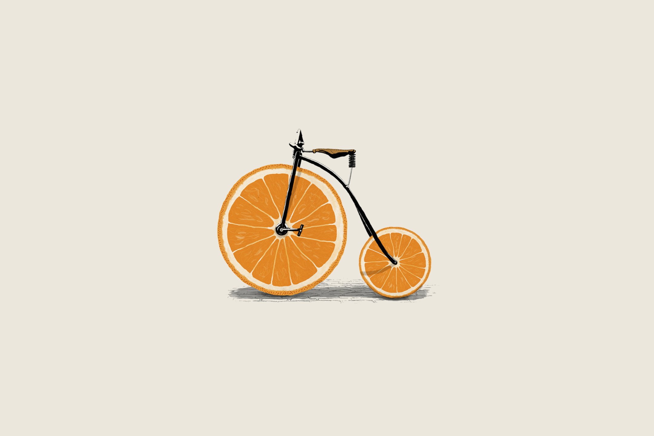 Download wallpaper bike, orange, minimalism, vector, wheel, large ...