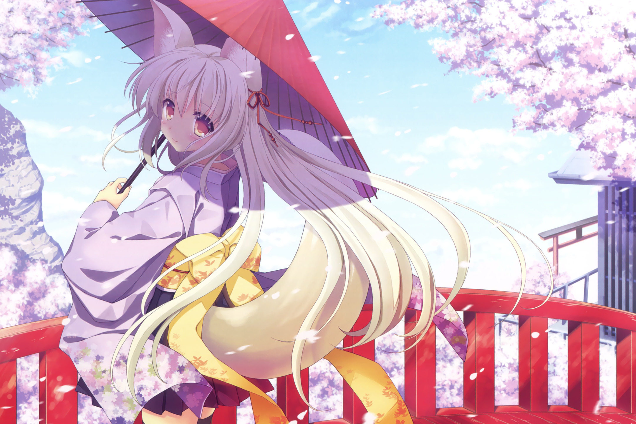 Download wallpaper Spring, Umbrella, Girl, section art in resolution ...