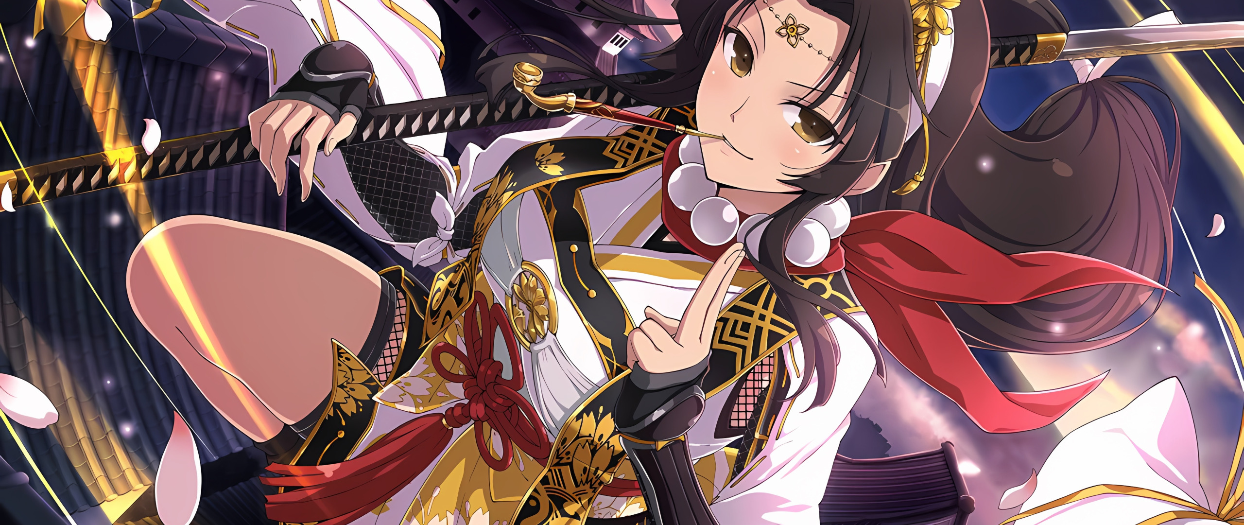 Download wallpaper girl, sword, long hair, brown eyes, anime, beautiful ... Download wallpaper girl, sword, long hair, brown eyes, anime, beautiful ...