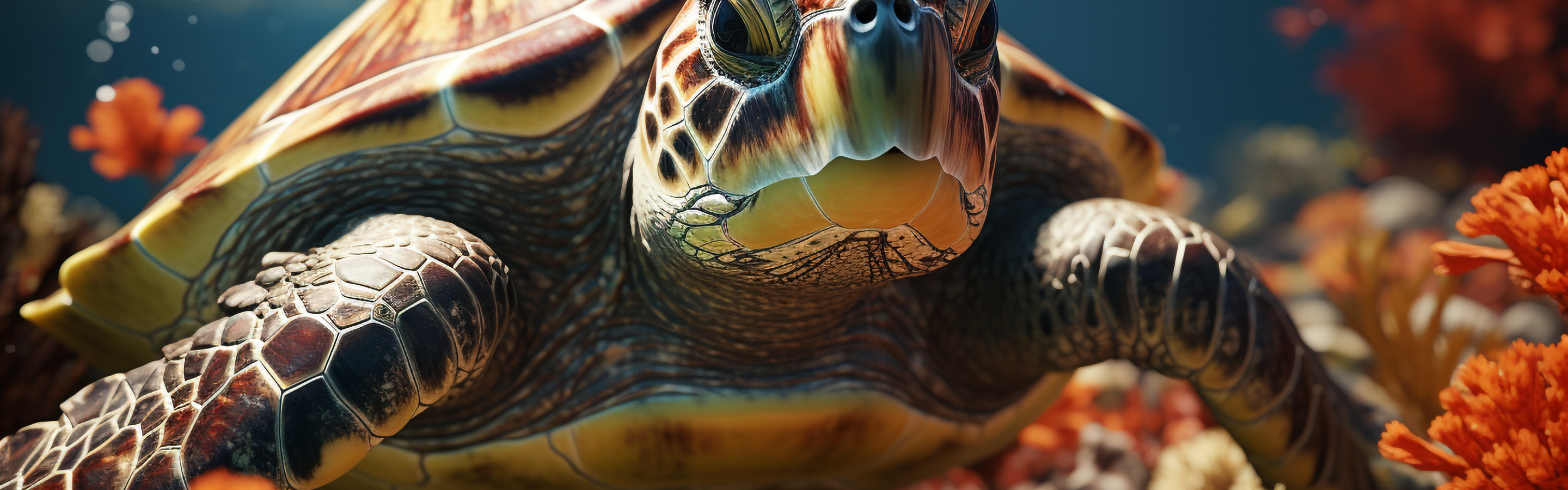Download wallpaper sea, turtle, sea turtle, AI art, neural network ...