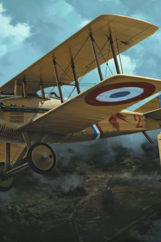 Download wallpaper art, airplane, aviation, ww1.biplane, section ...