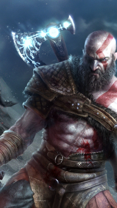 Download wallpaper look, weapons, bird, the game, art, beard, axe ...