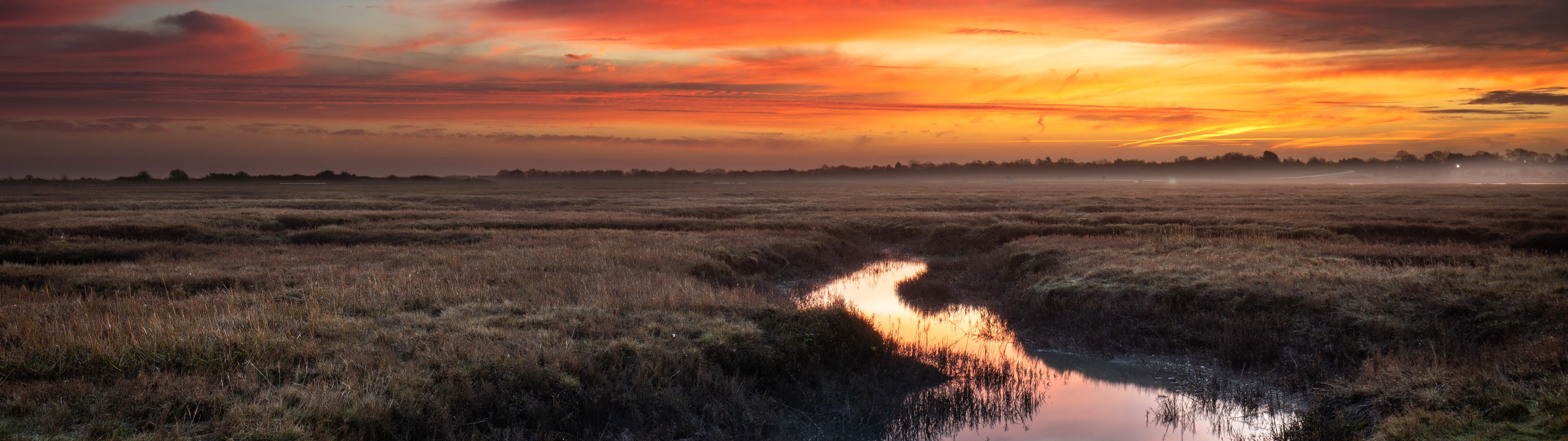 Download wallpaper field, sunset, river, section landscapes in ...
