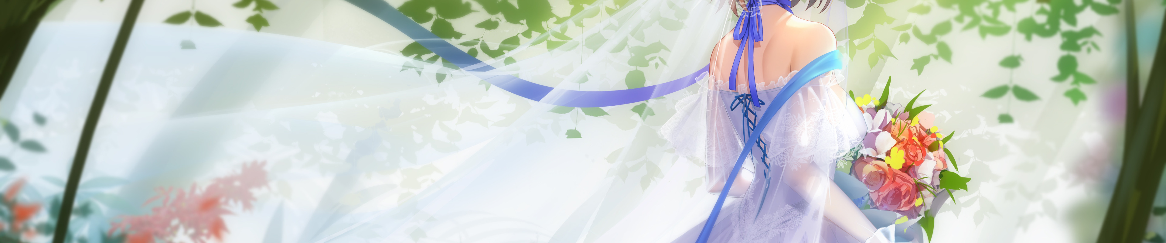 Download wallpaper girl, dress, anime, flowers, beautiful, ribbons ...