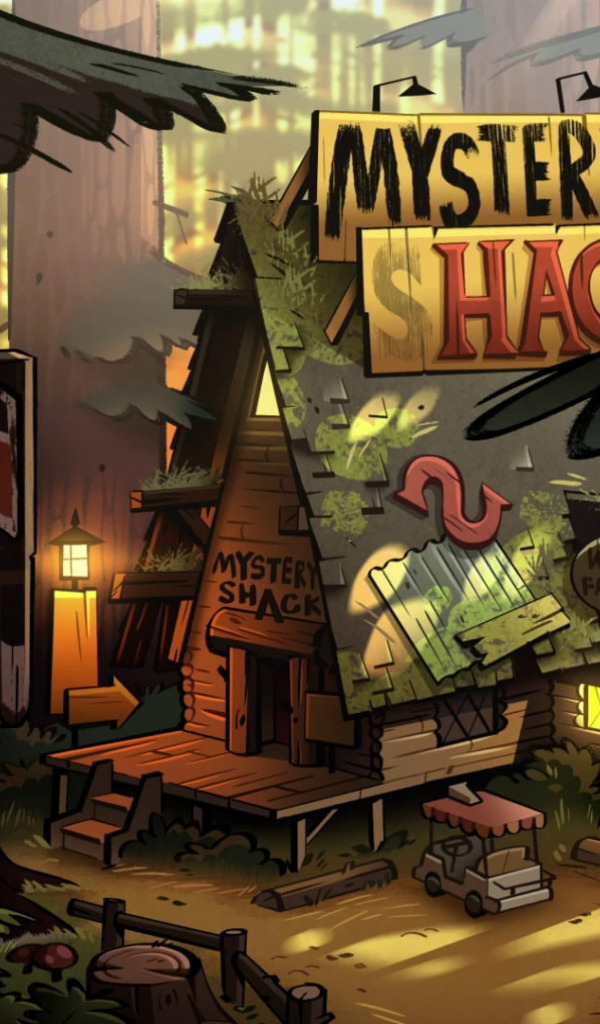 Download wallpaper forest, trees, cartoon, home, ate, tavern, totem ...