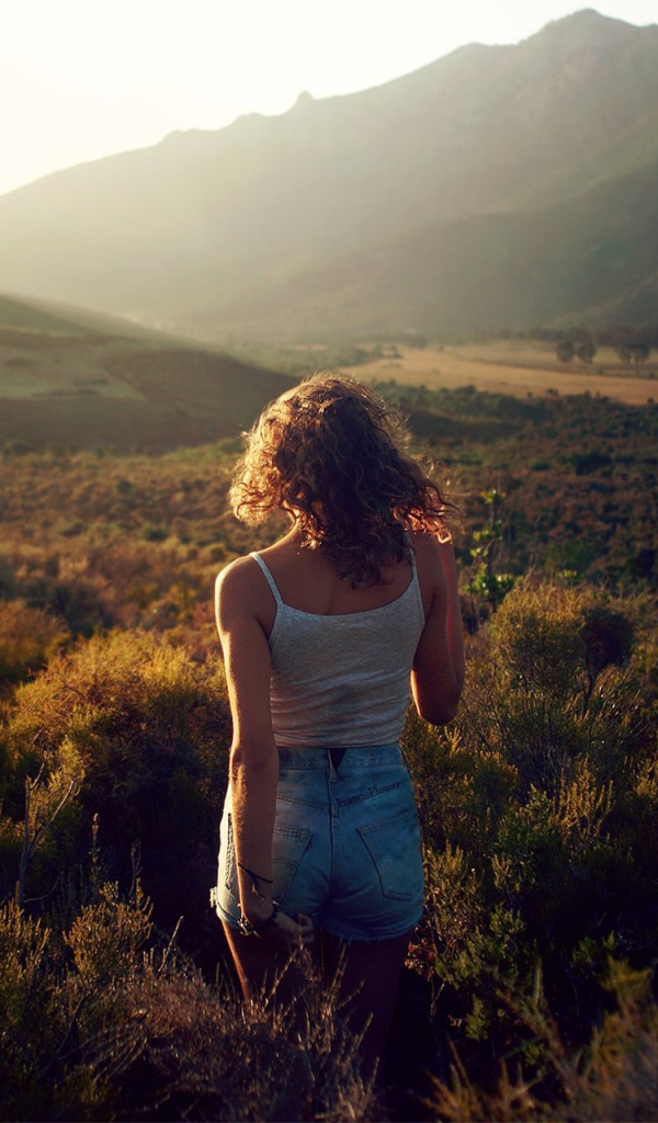 Download Wallpaper Girl Grass Shorts Legs Nature Photo