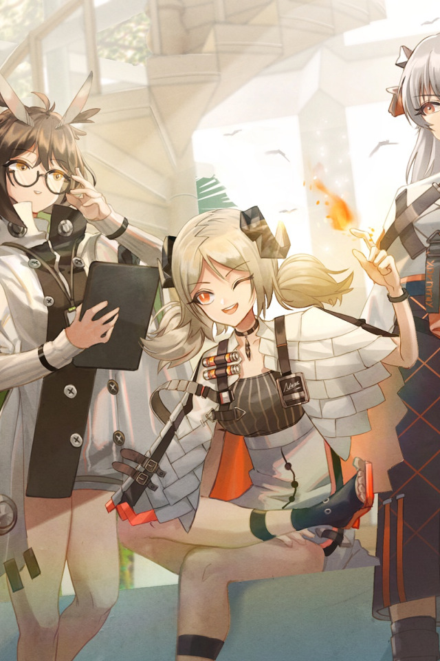 Download Wallpaper Girls Silence Saria Arknights Ifrit Ptilopsis