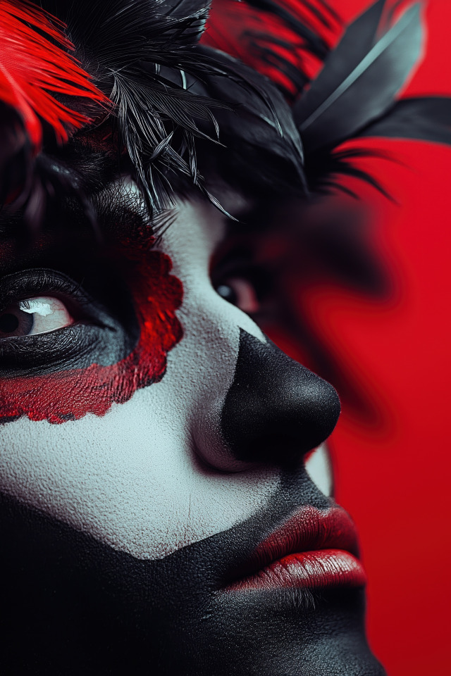Download wallpaper feathers, face, makeup, section style in resolution ...