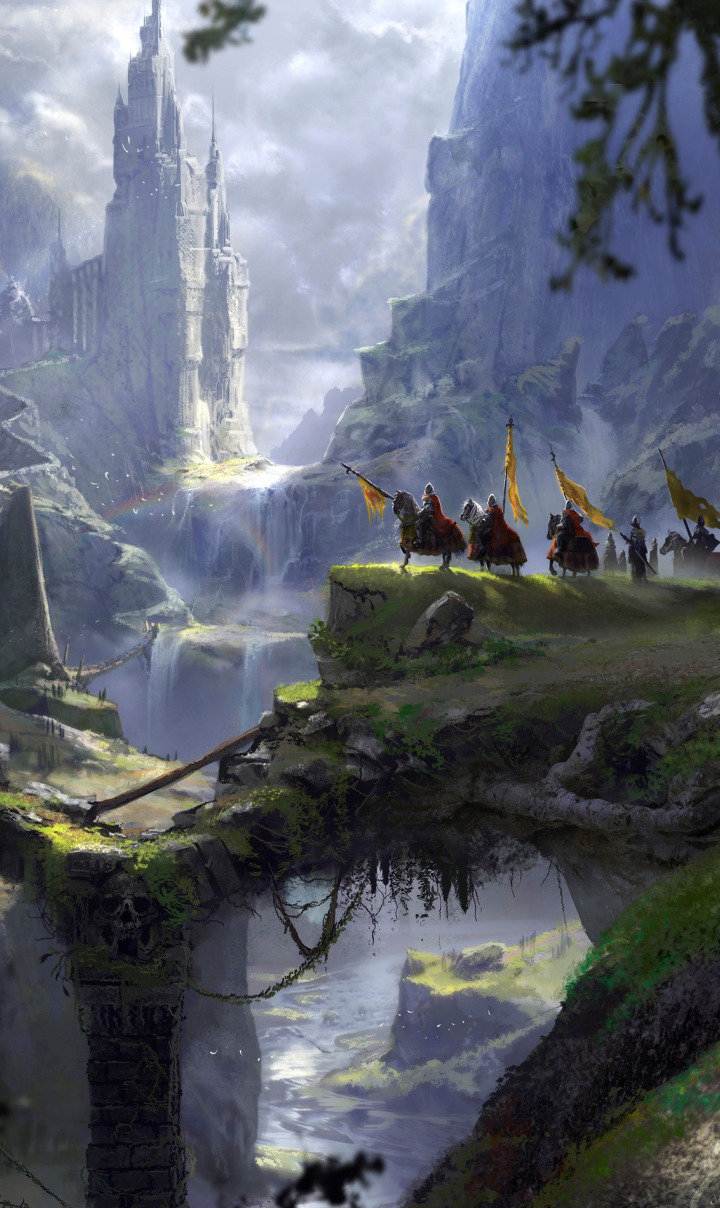 Download wallpaper mountains, abyss, knights, A long journey, fantasy ... Download wallpaper mountains, abyss, knights, A long journey, fantasy ...