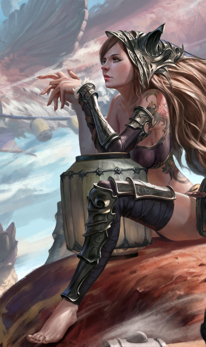 Download wallpaper girl, fantasy, armor, long hair, Warrior, tattoo ... Download wallpaper girl, fantasy, armor, long hair, Warrior, tattoo ...