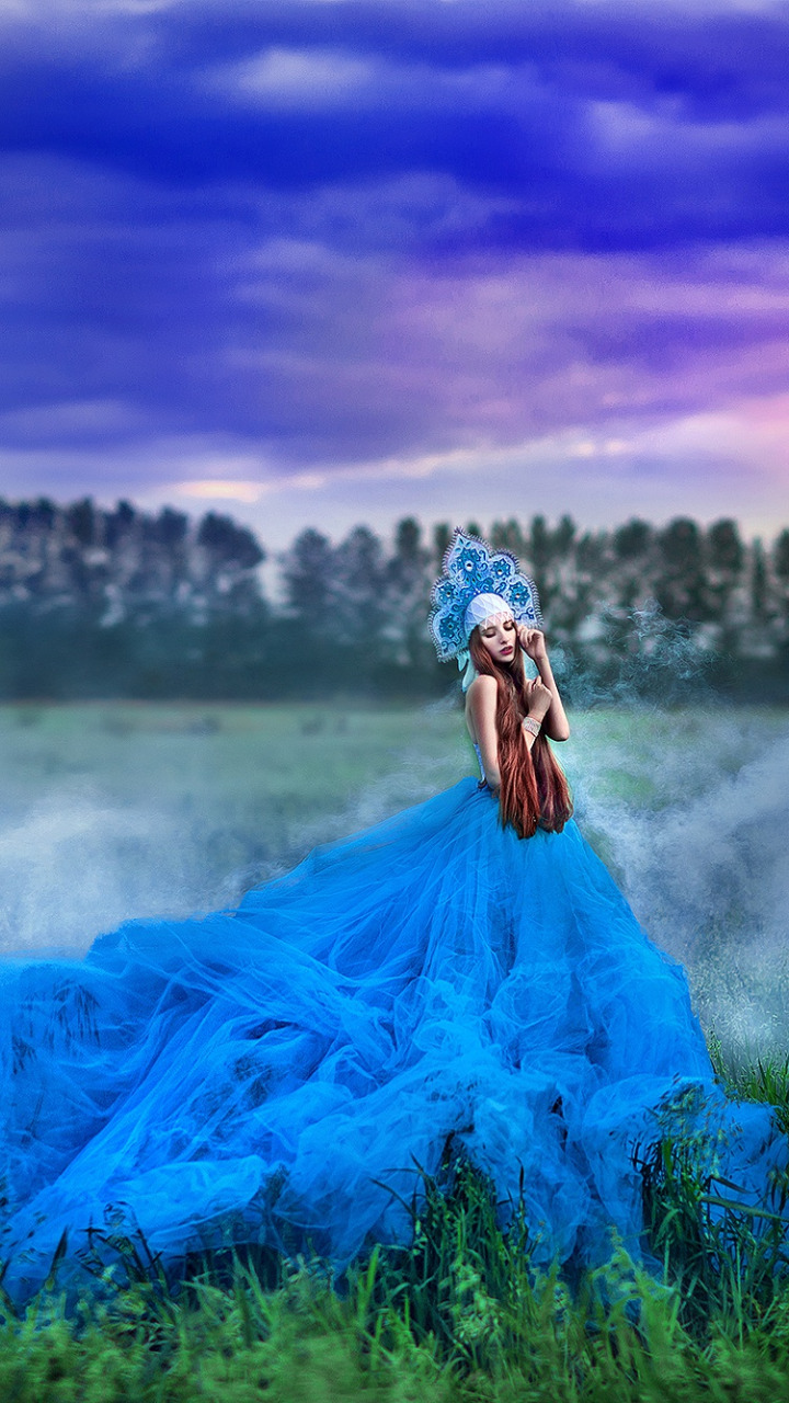 Download Wallpaper Greens Field Forest Summer The Sky Grass Girl