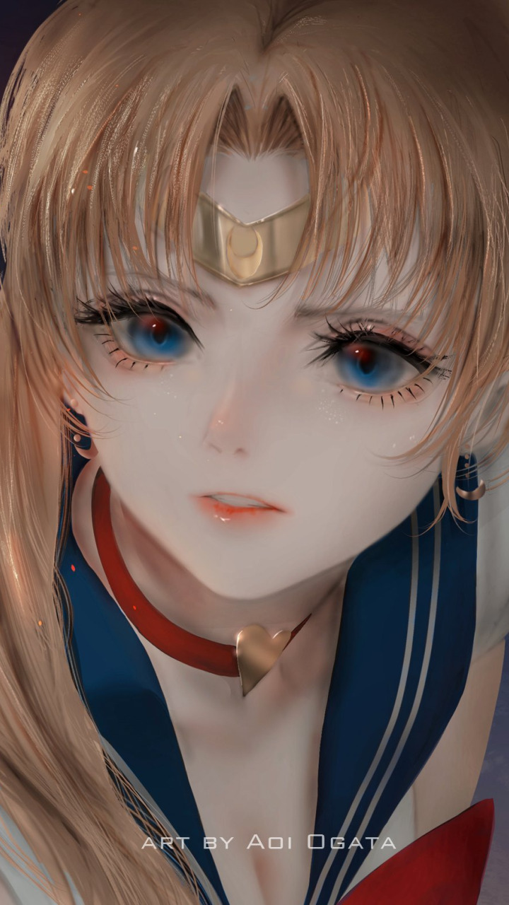 Download wallpaper Sailor Moon, Usagi Tsukino, by Aoi Ogata, section art in resolution 720x1280