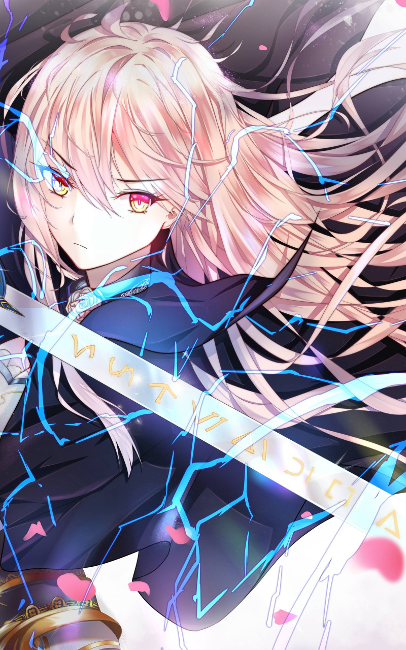 Download wallpaper girl, sword, samurai, section art in resolution 800x1280