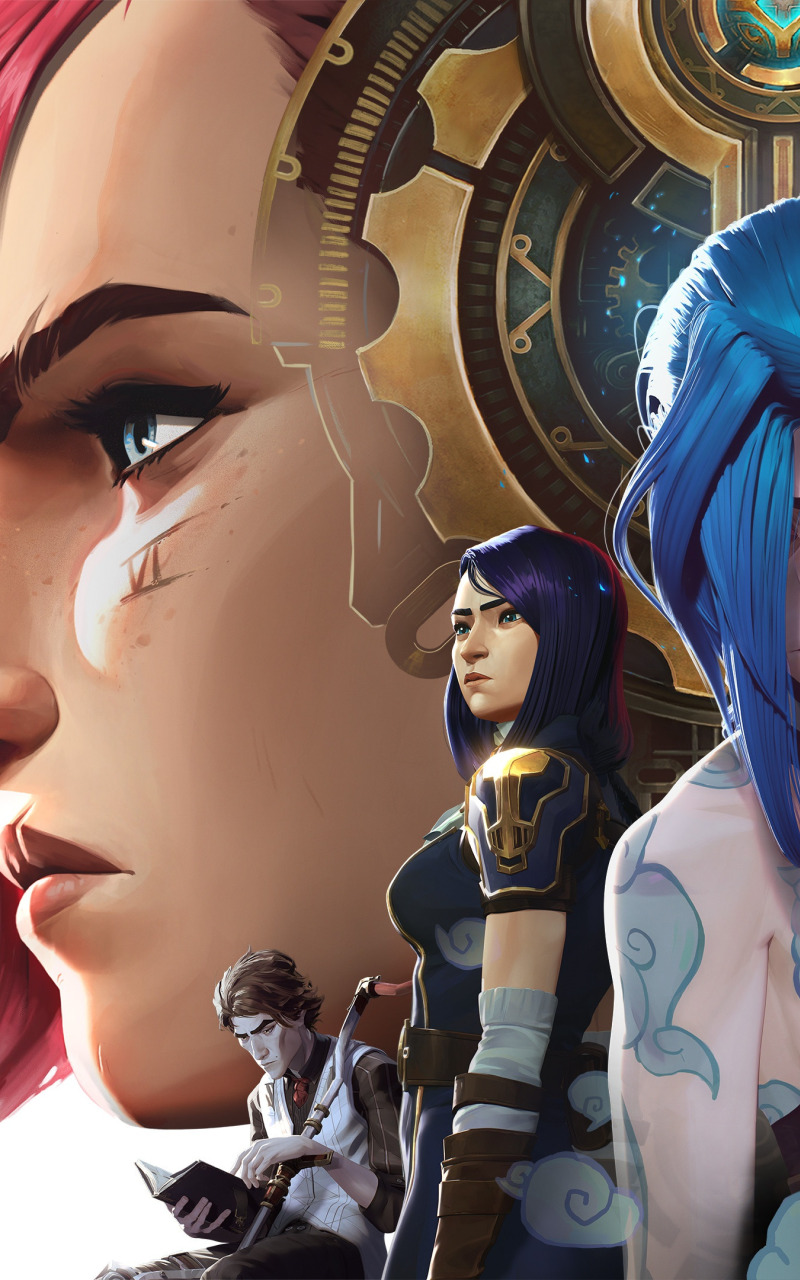 Download wallpaper Jinx, Arcane, Vi, section other in resolution 800x1280