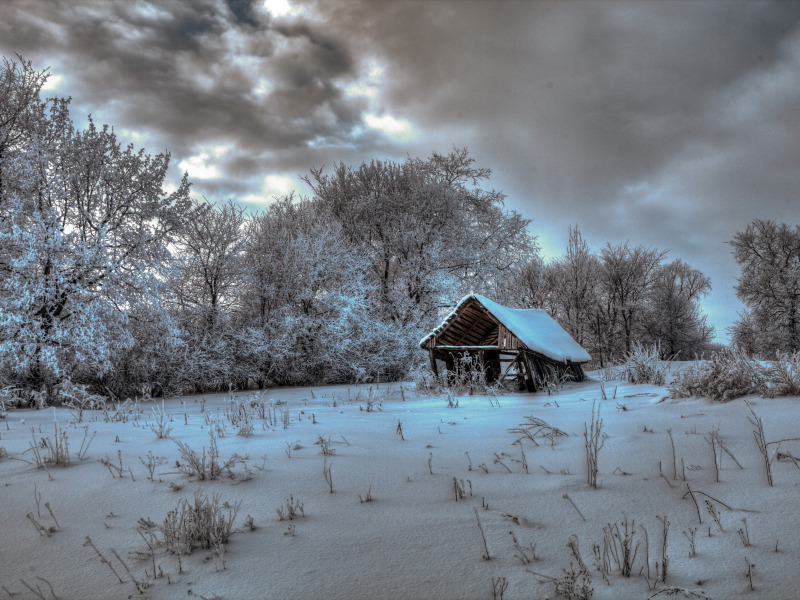 Download wallpaper winter, clouds, snow, nature, photo, house, section ...