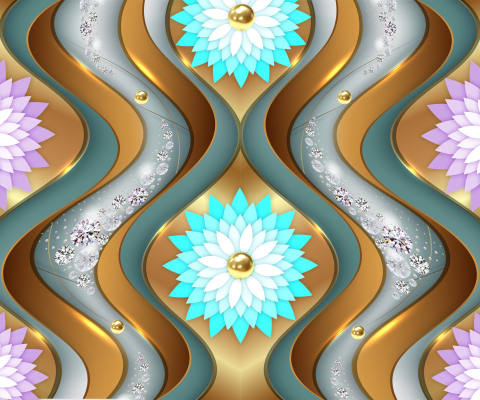 Download wallpaper waves, design, flowers, pattern, sparkle, section ...