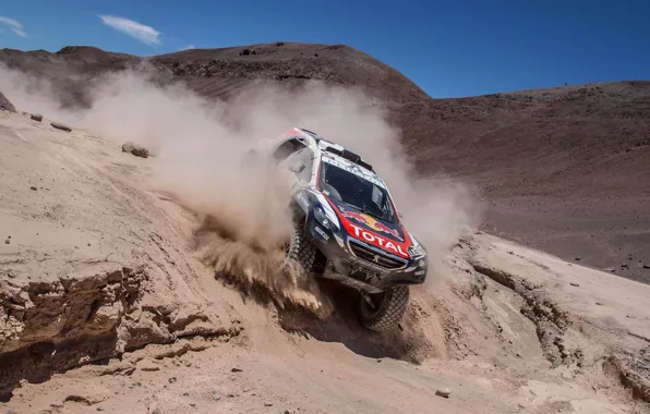 Wallpaper mountains, dust, 2008, Peugeot, Rally, Dakar, DKR, baggy for ...